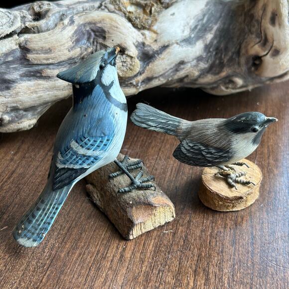 Unbranded | Accents | Vintage Carving Of A Blue Jay Chickadee Bird ...